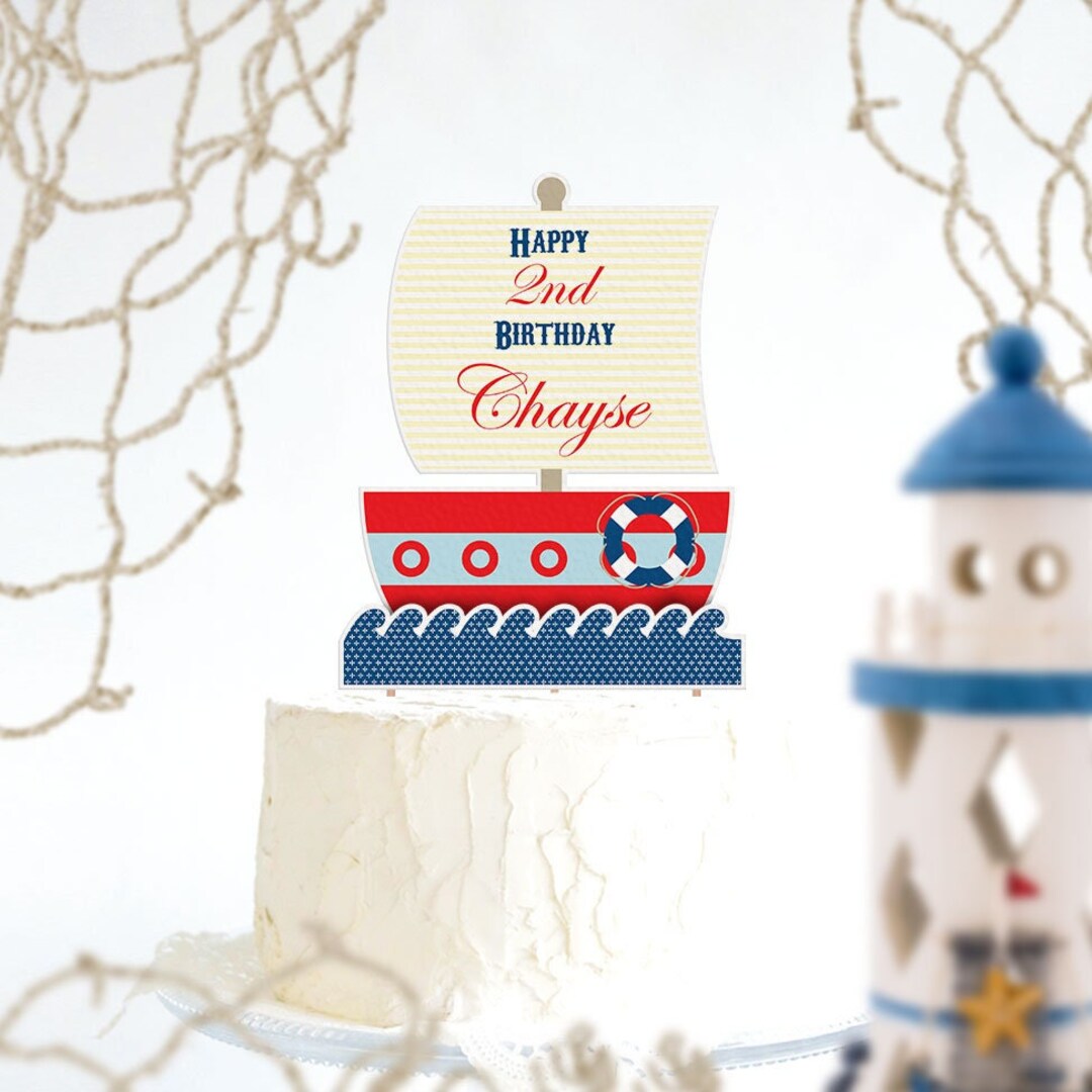 Nautical Cake Topper Printable | DIY Nautical Birthday Party Decor ...