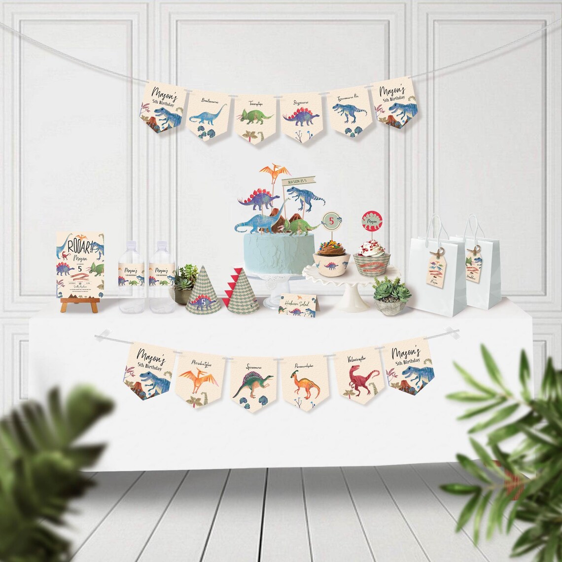 Dinosaurs Party Kit Printable Set Editable Texts DIY Kids - Etsy