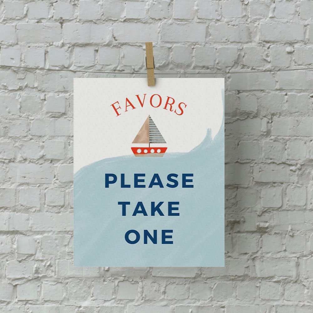 Editable Nautical Custom Sign Printable, Sail Boat Favor Sign, Ship ...