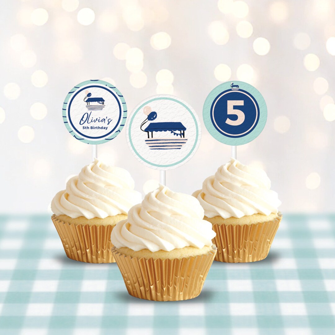 Duffy Boat Cupcake Toppers Printable Sail Boat Square And Round Labels