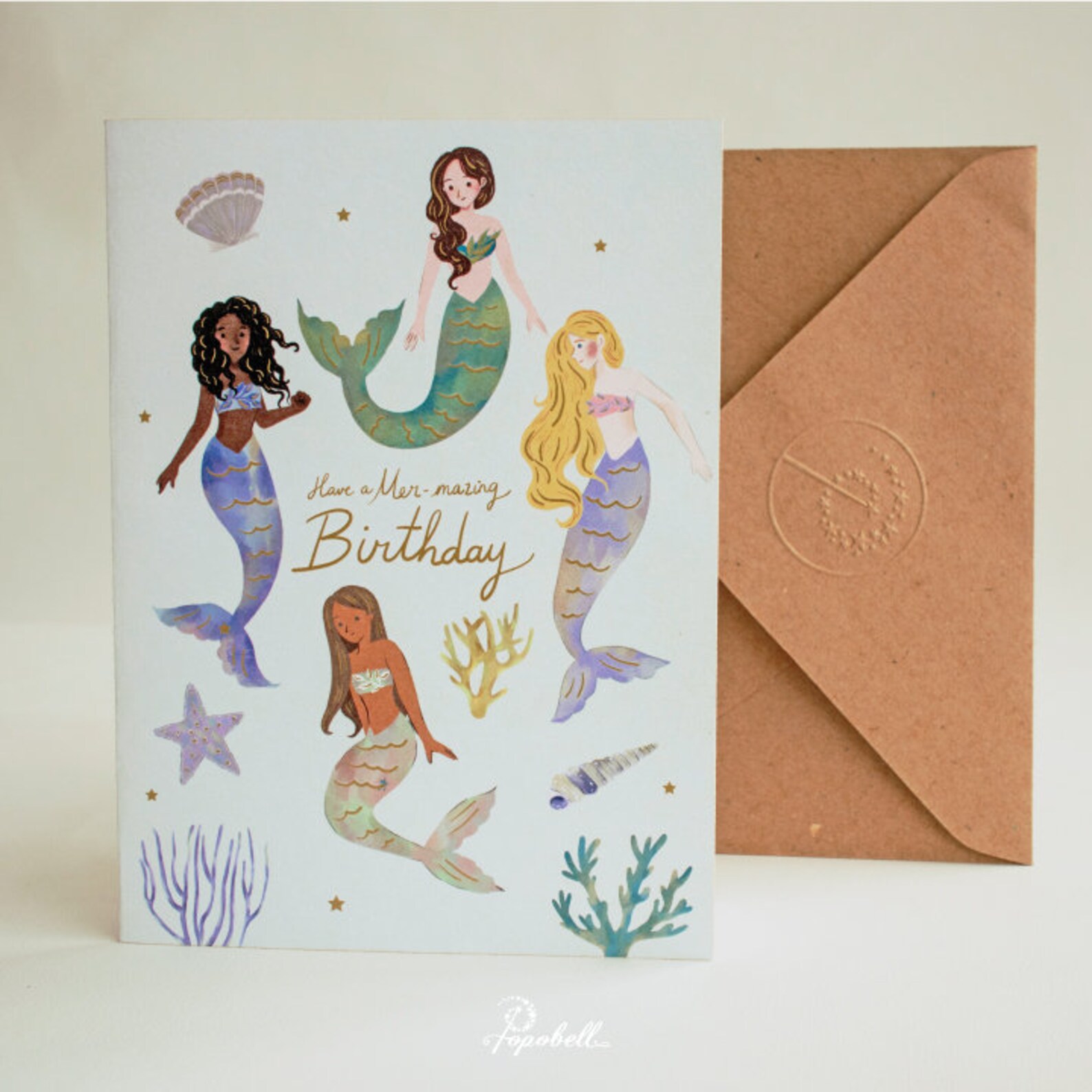 Illustrated Mermaid Birthday Card made with Sustainable ink | Etsy
