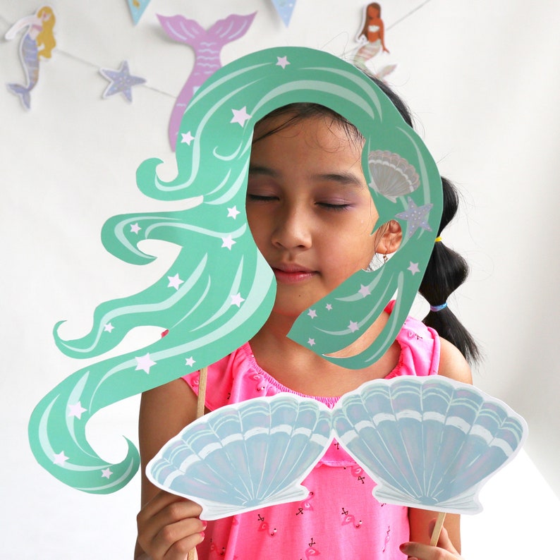 Mermaid Photobooth Props Printable Girl Mermaid Princess - Etsy