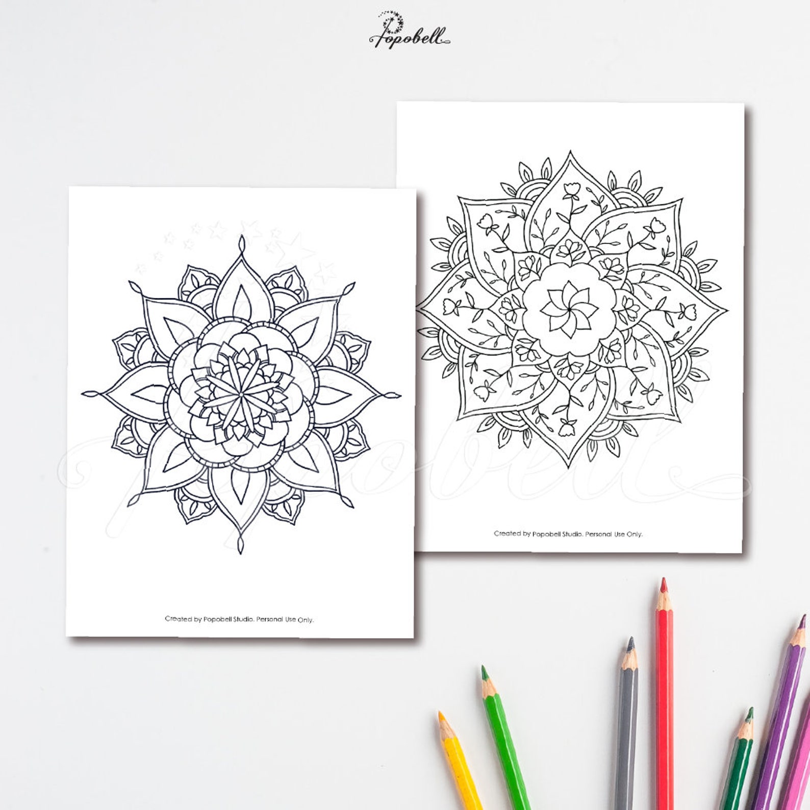 Mandala Coloring Activity Printable Rangoli Template Kids - Etsy