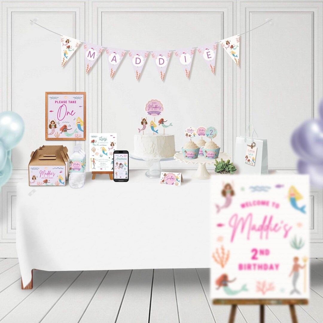 Mermaid Friends Party Kit Printable | Editable Mermaid Birthday Package ...