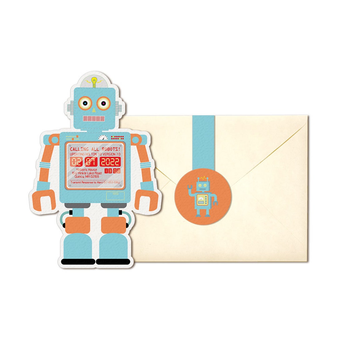 Robot Invitation Printable DIY Robot Birthday Party Invites - Etsy