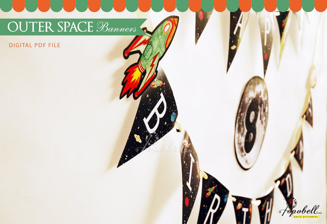 Outer Space Banners Printable Astronaut Birthday Boy - Etsy