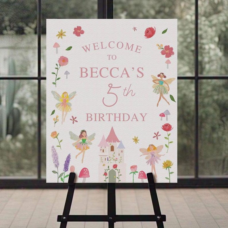 Flower Fairies Sign 16x20 | Editable Fairy Welcome Sign Printable | DIY ...