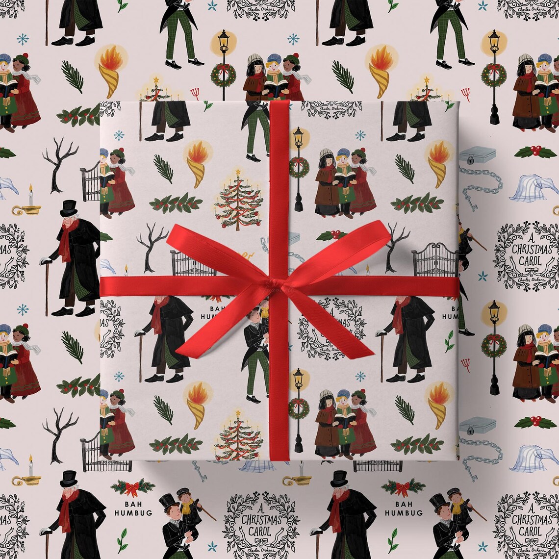 A Christmas Carol Wrapping Paper Charles Dickens Christmas - Etsy