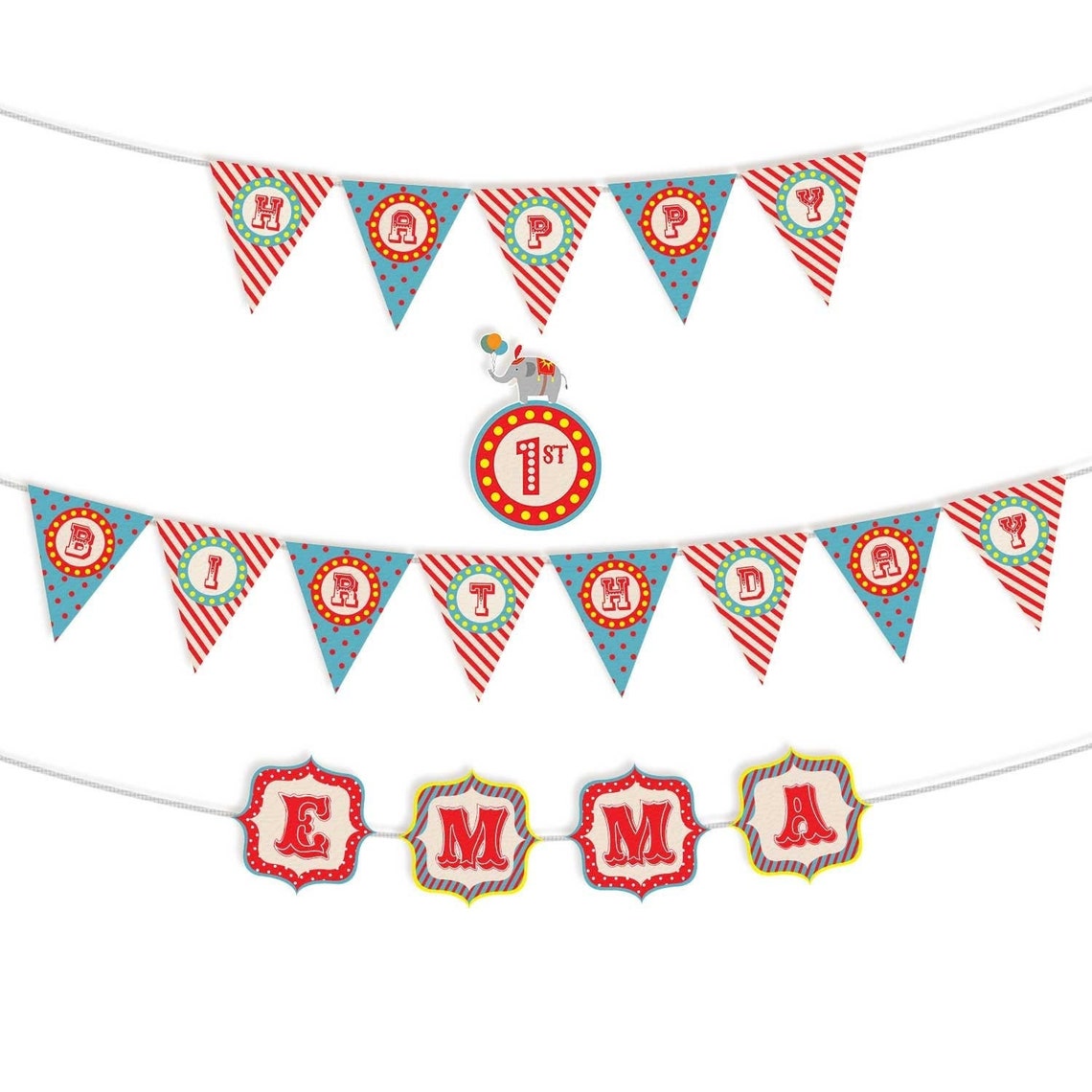 Circus Banners Printables | DIY Carnival Happy Birthday With Name Age ...
