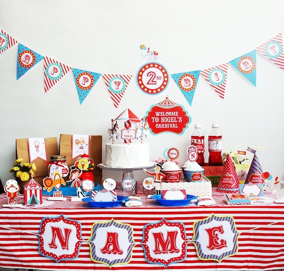 Circus Party Kit Printable | DIY Carnival Table Decor Party Printables ...