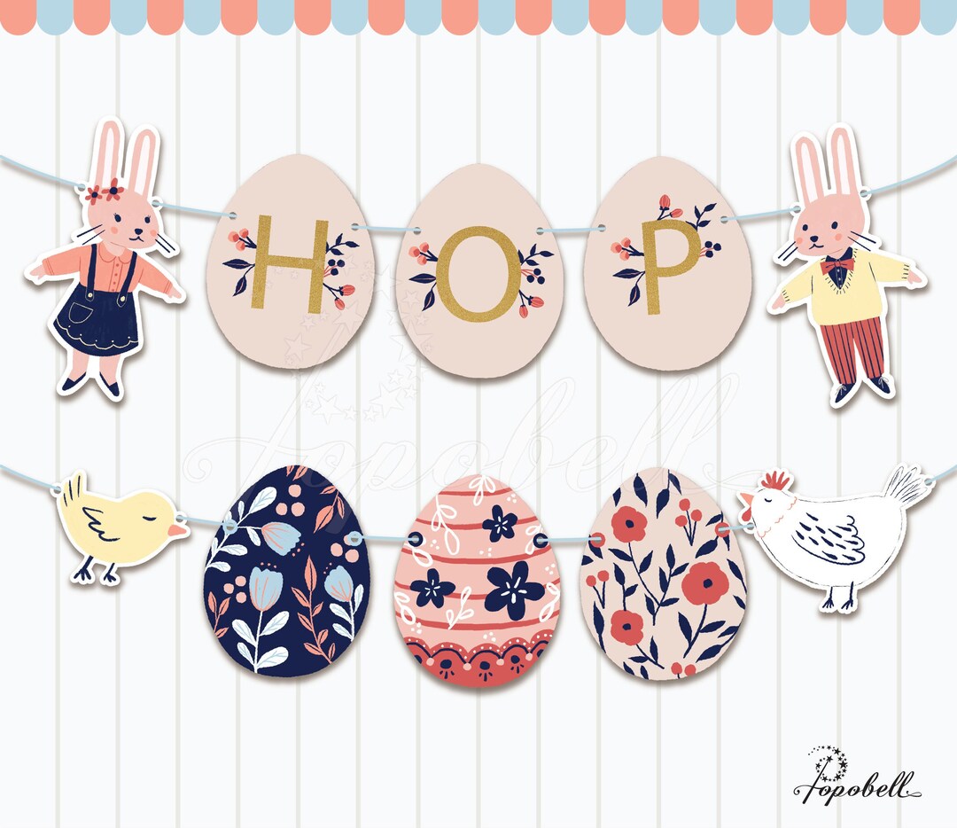 Hoppy Easter Banners Printable | DIY Farm Easter Decor Bunting | Easter ...