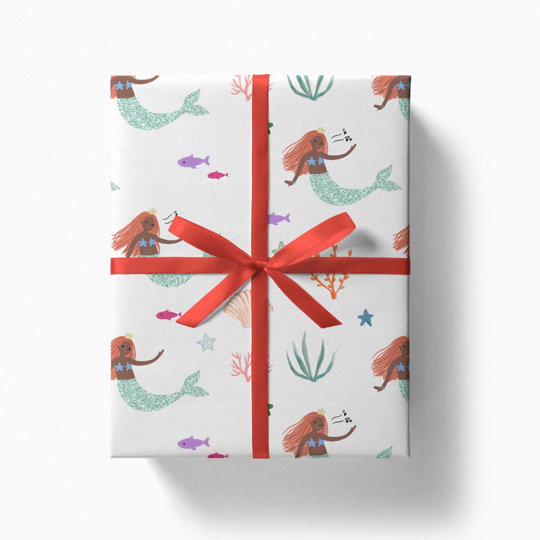Green Tail Mermaid Wrapping Paper | Mermaid Princess Gift Wrap ...