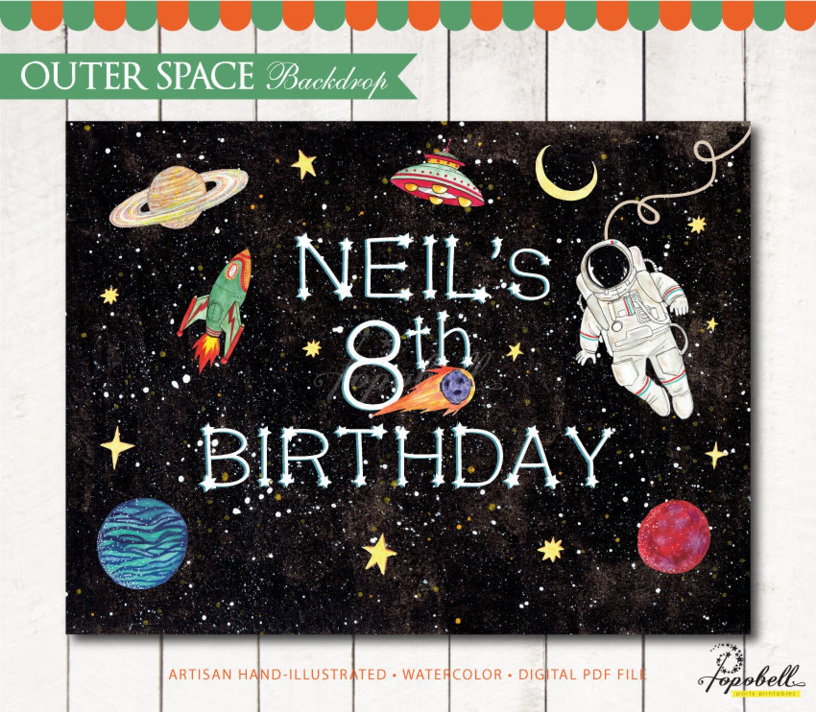 Outer Space Backdrop Digital Printable. Outer Space Birthday. | Etsy
