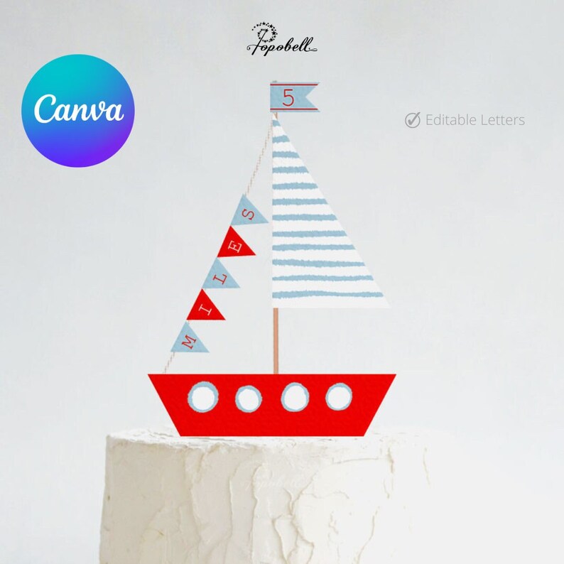 Editable Nautical Cake Topper Printable Boat Cake Decor - Etsy