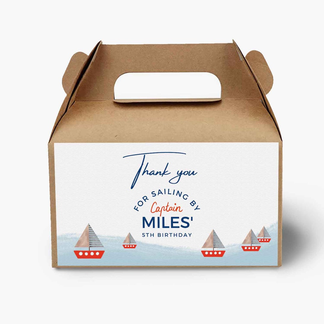 Editable Nautical Gable Box Label Printable, Sail Boat Party Favors ...
