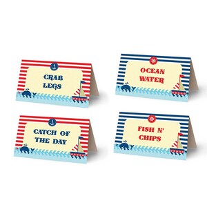 Nautical Food Tent Labels Printable | DIY Nautical Birthday Party Decor ...