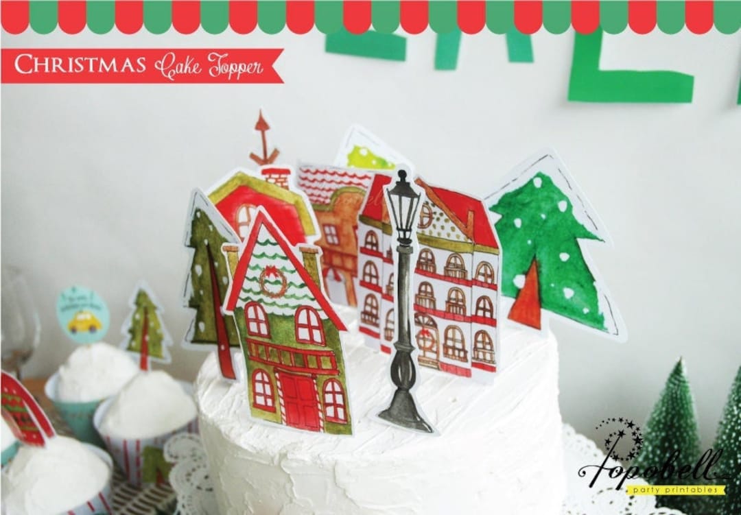 Christmas Cake Topper Printable for Christmas Dinner Party. 6 Assorted ...
