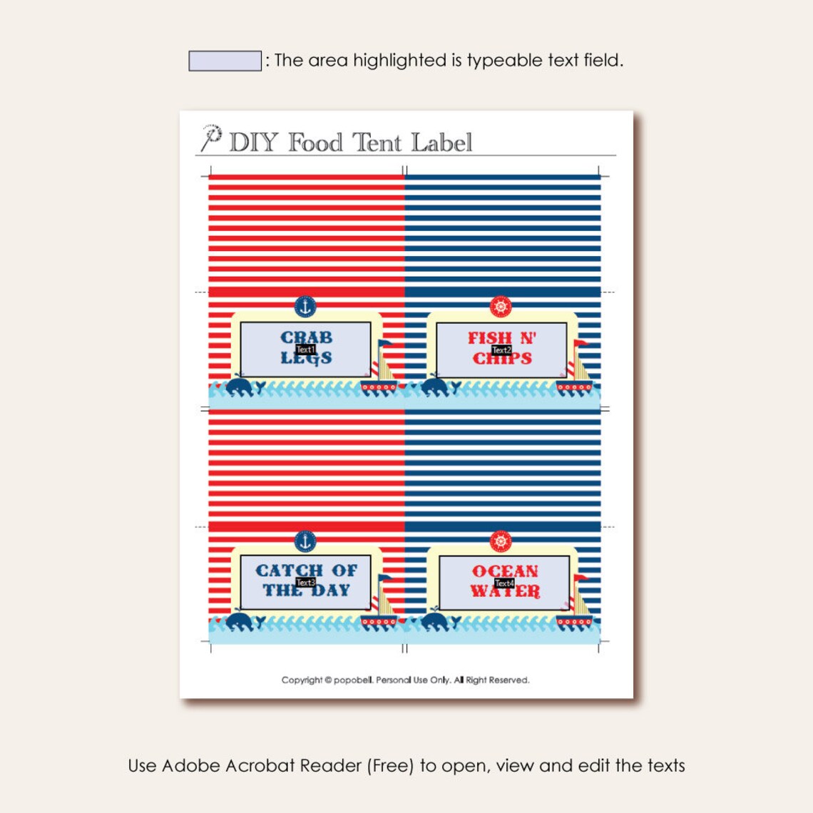 Nautical Food Tent Labels Printable DIY Nautical Birthday - Etsy