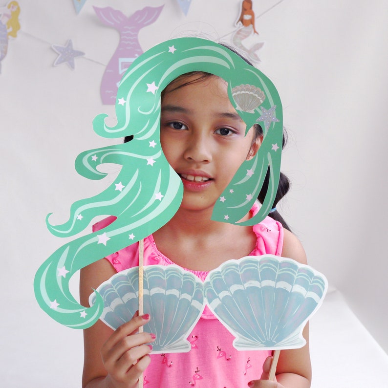 Mermaid Photobooth Props Printable Girl Mermaid Princess - Etsy