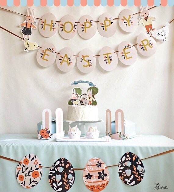 Easter Party Set Printable Easter Bunny Party Kit Easter | Etsy