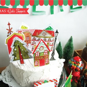 Christmas Cake Topper Printable for Christmas Dinner Party. 6 Assorted ...