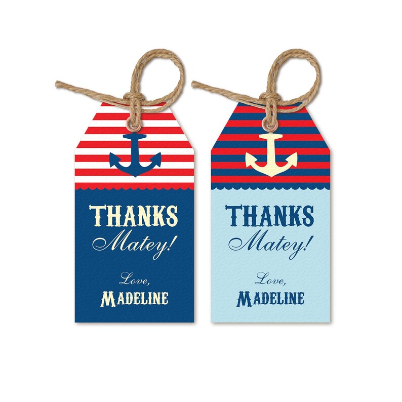 Nautical Favor Tags Printable DIY Nautical Birthday Party - Etsy