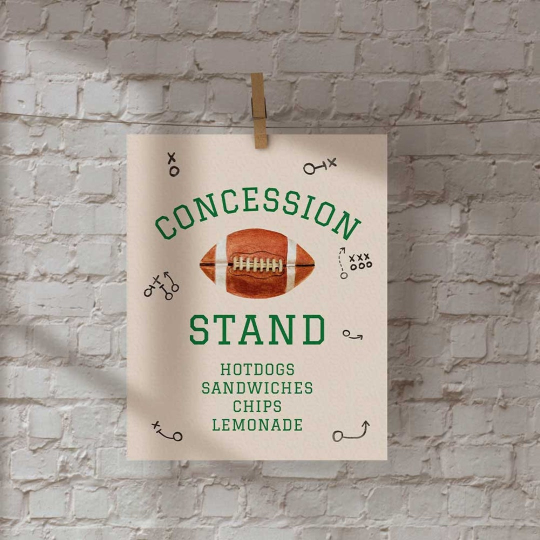 Editable Football Concession Stand Sign Printable | Canva Template ...