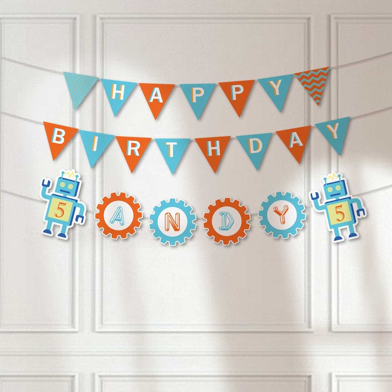 Robot Garland Printable | DIY Retro Robot Pennant Banners Wall Decor ...