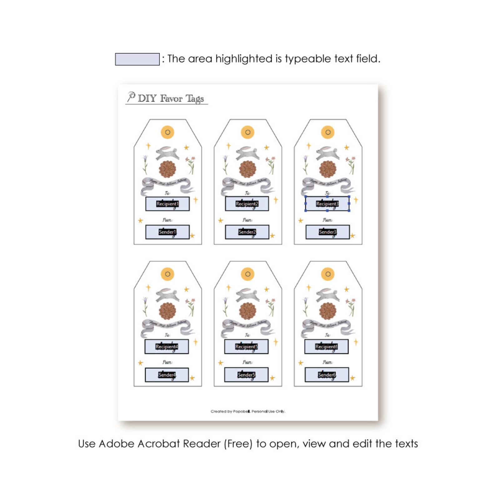 Mid Autumn Festival Gift Tags Printable DIY Mooncake Label - Etsy