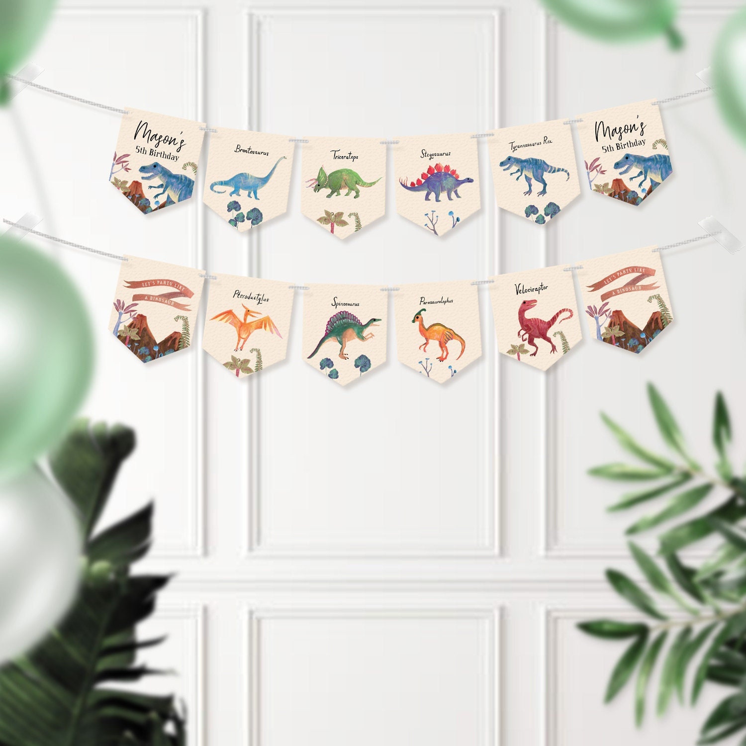 Dinosaurs Banner Printable | DIY Prehistoric Party Bunting | Mesozoic ...