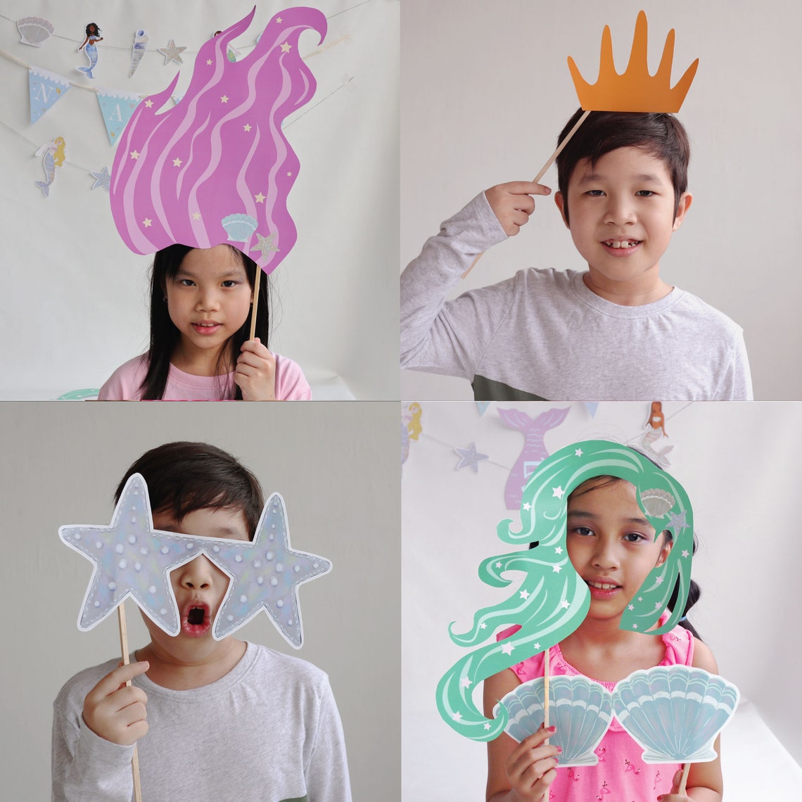 Mermaid Photobooth Props Printable Girl Mermaid Princess - Etsy