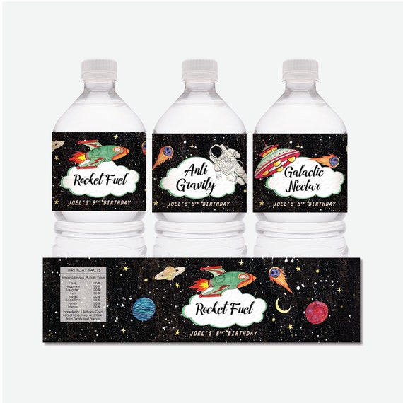 Outer Space Bottle Labels Printable | Personalized Space Bottle ...