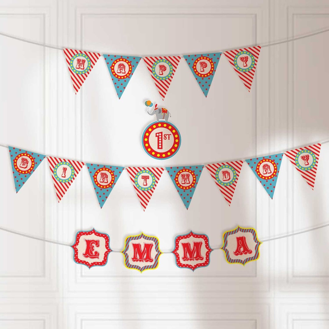 Circus Banners Printables DIY Carnival Happy Birthday With - Etsy