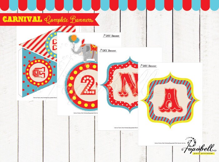 Circus Banners Printables DIY Carnival Happy Birthday With - Etsy
