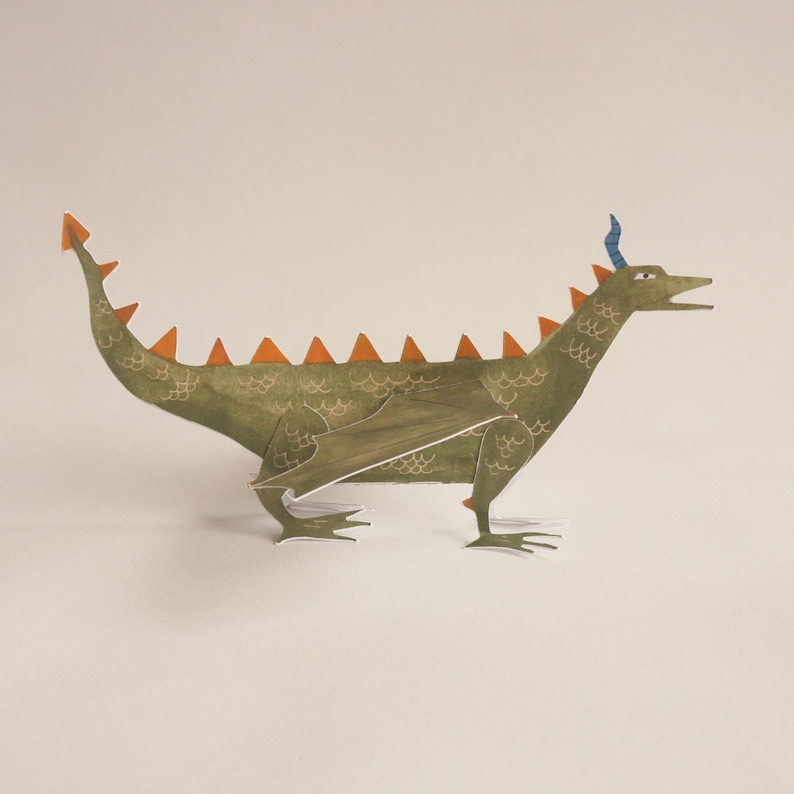 Printable Dragon Paper Model Template for Kids | Dragon Craft Activity ...
