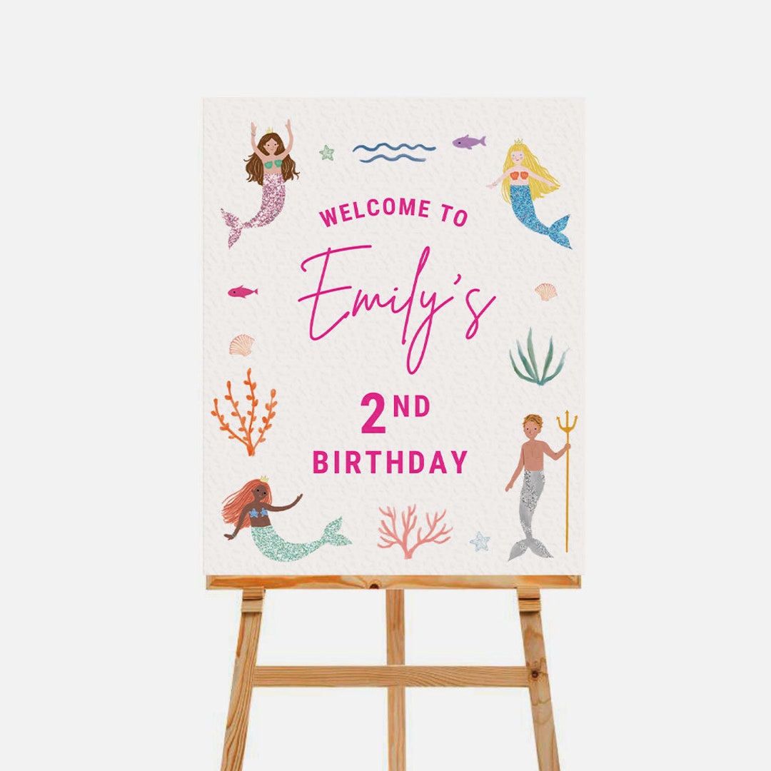 Editable Mermaid Welcome Sign Printable DIY Mermaid Birthday Sign ...