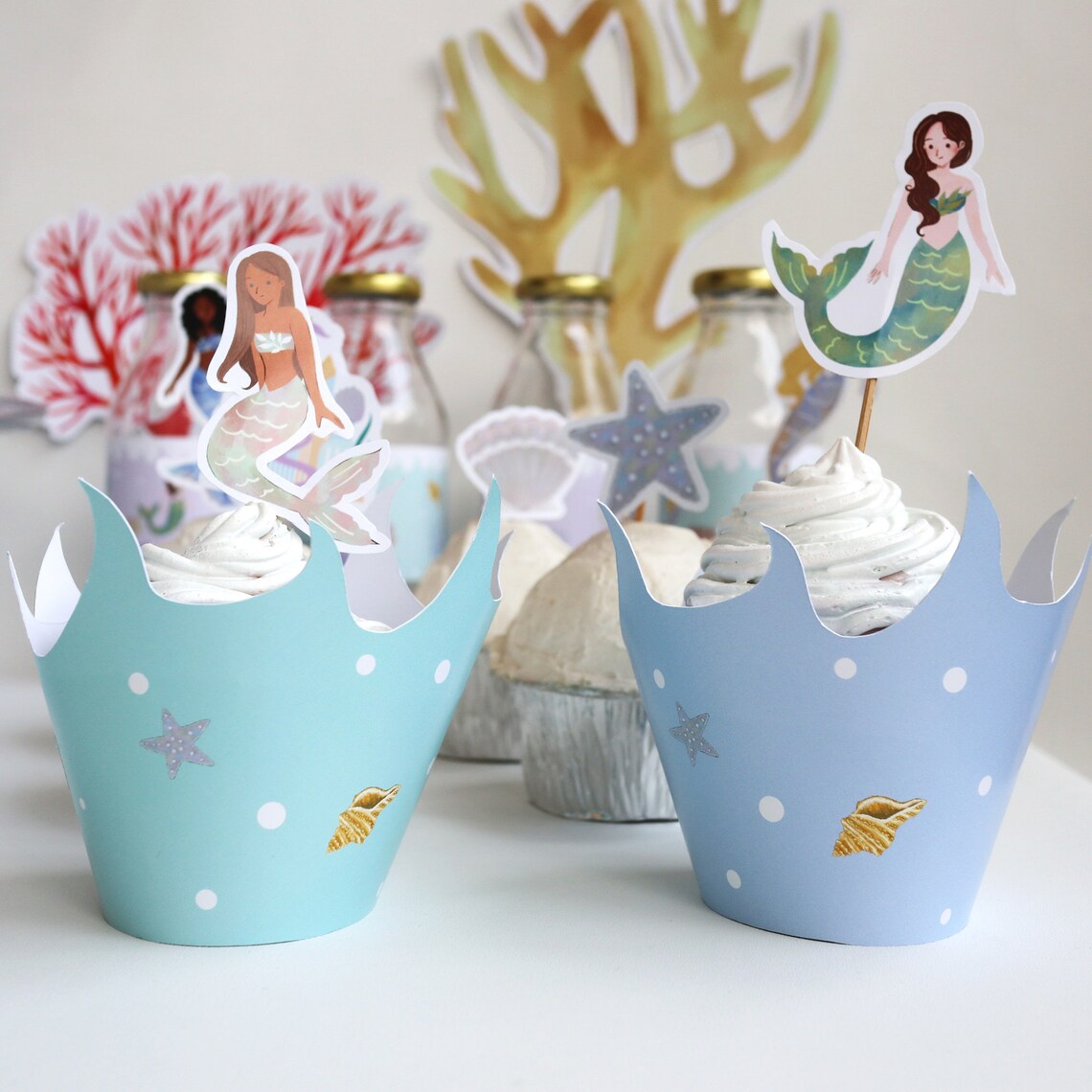 Mermaid Cupcake Toppers Printable | Kids Mermaid Party | Mermaid ...
