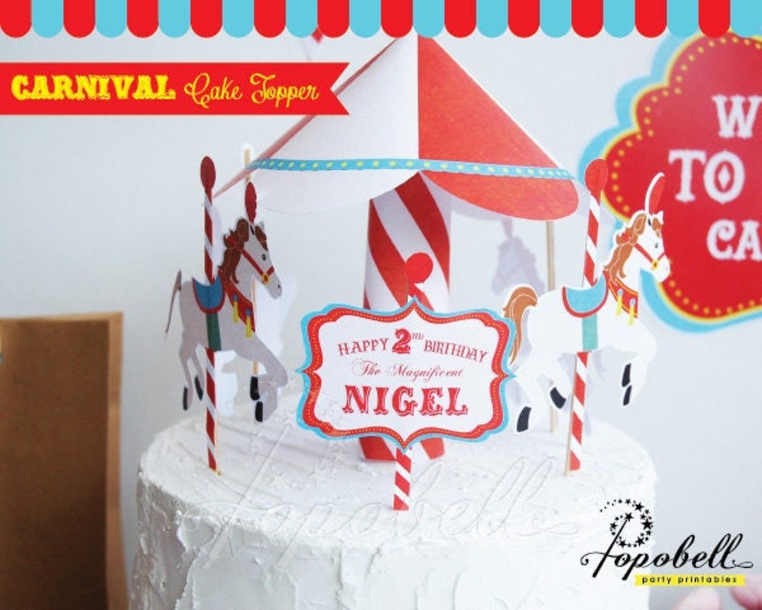 Circus Cake Topper Printable | Circus Birthday Party | Carousel Cake ...