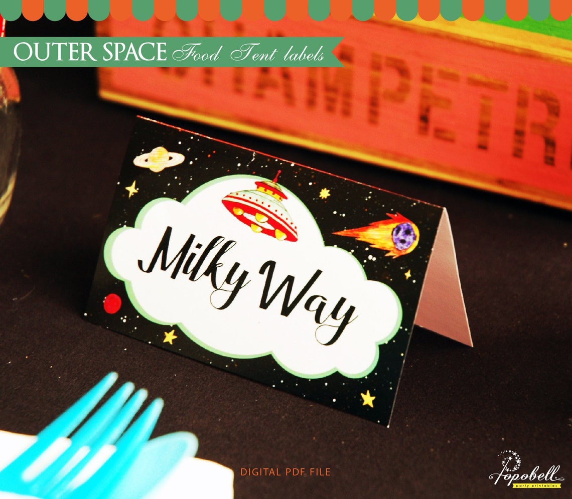 Outer Space Food Tent Labels Printable 2 Styles Galaxy - Etsy