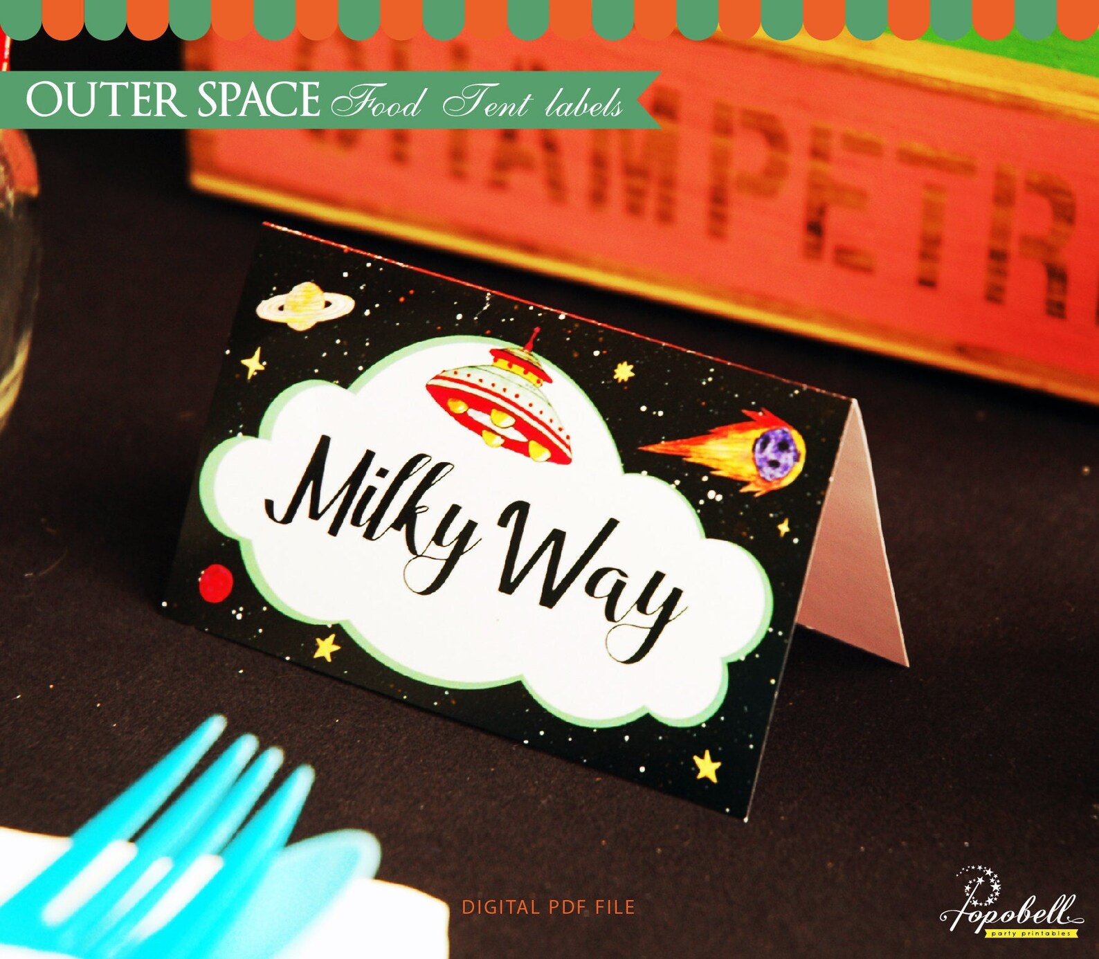 Outer Space Food Tent Labels Printable 2 Styles Galaxy - Etsy