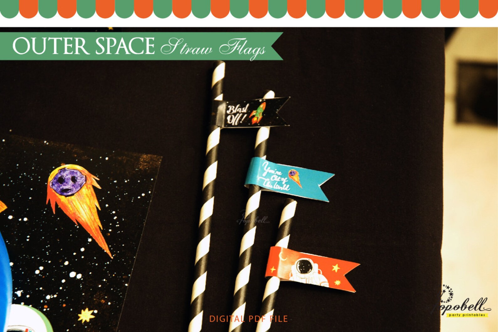 Outer Space Mini Flags Digital Printable. Outer Space Birthday. Space ...