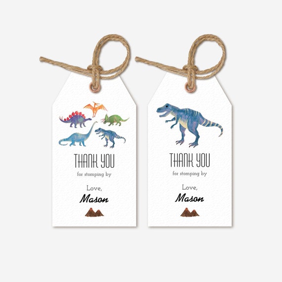Dinosaurs Favor Tag Printable | DIY Dinosaur Birthday Gift Tags | T-rex ...