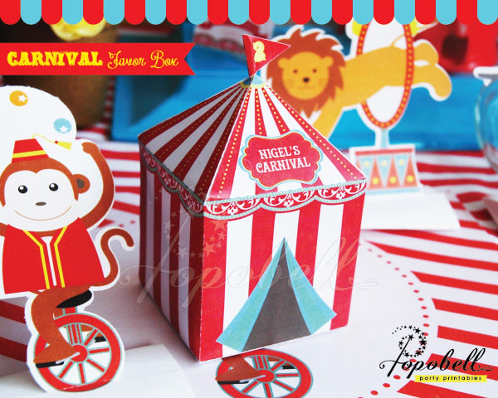 Circus Favor Box Printable Circus Birthday Party Favor Box - Etsy