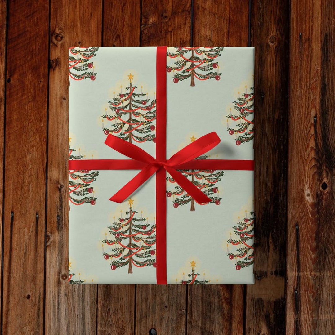 Christmas Carol Tree Wrapping Paper Candle Lit Christmas - Etsy