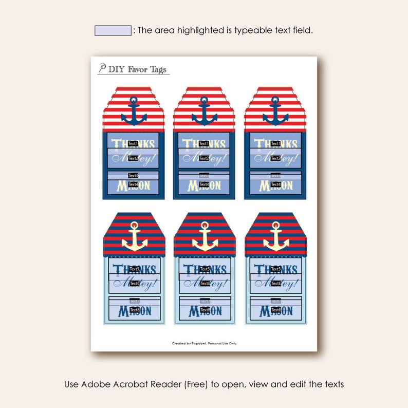 Nautical Favor Tags Printable DIY Nautical Birthday Party - Etsy