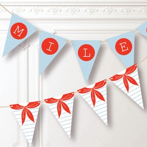 Nautical Banner Printable | Sailor Collar Happy Birthday Banner ...