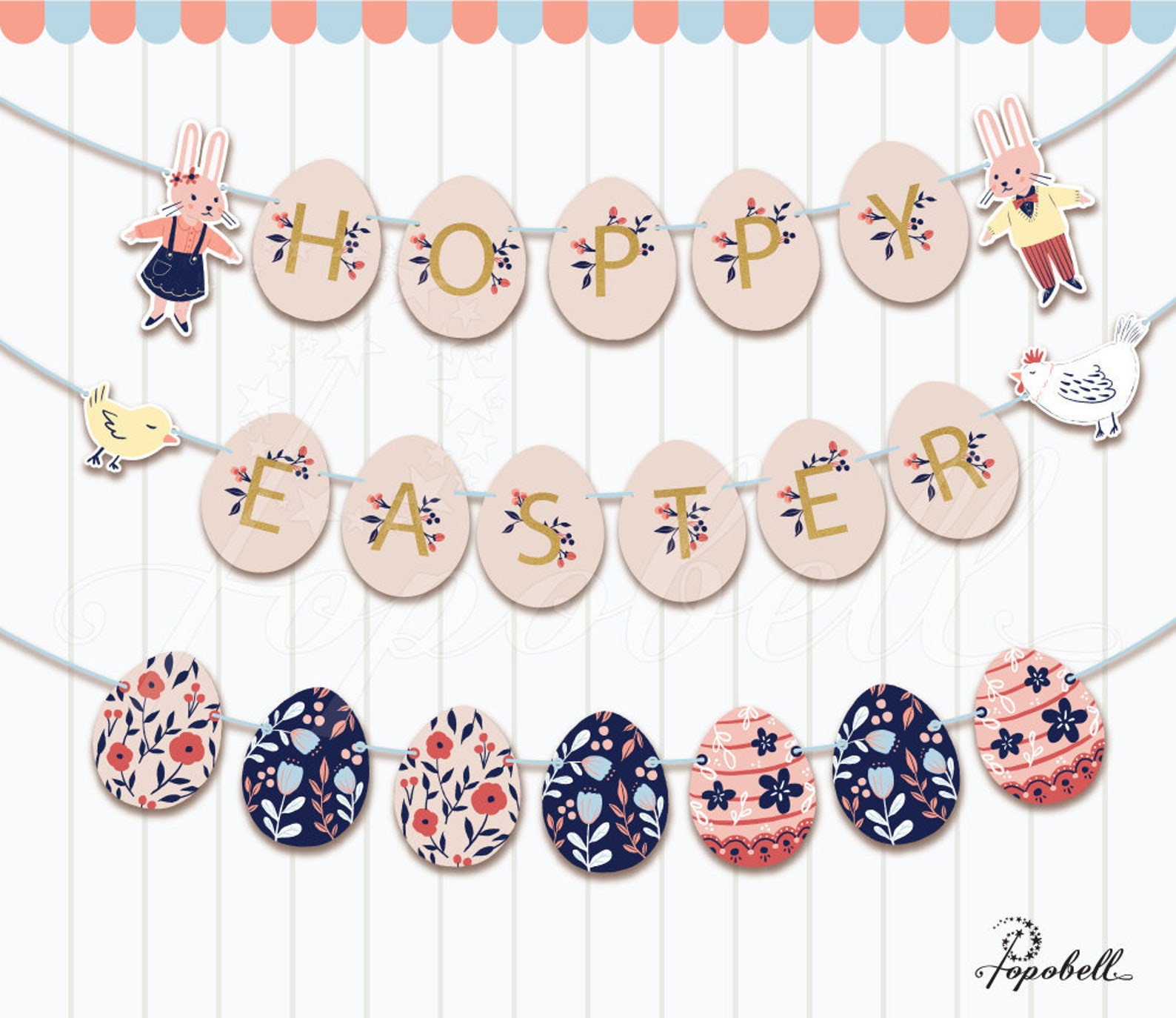 Hoppy Easter Banners Printable DIY Farm Easter Decor Bunting - Etsy