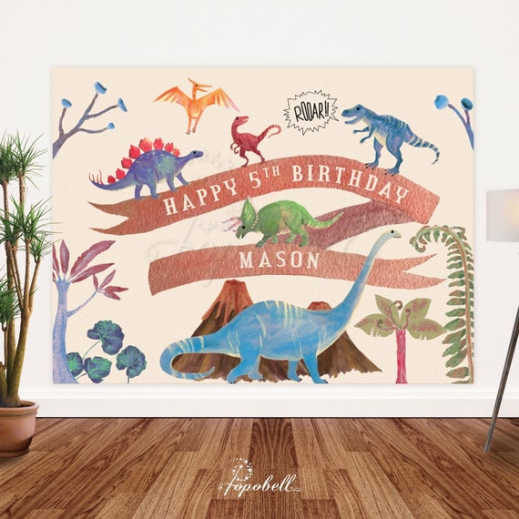 Dinosaurs Backdrop Printable | Prehistoric Party Backdrop | Mesozoic ...