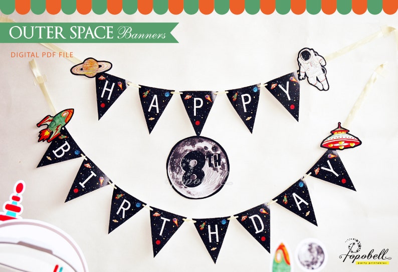 Outer Space Banners Printable Astronaut Birthday Boy - Etsy