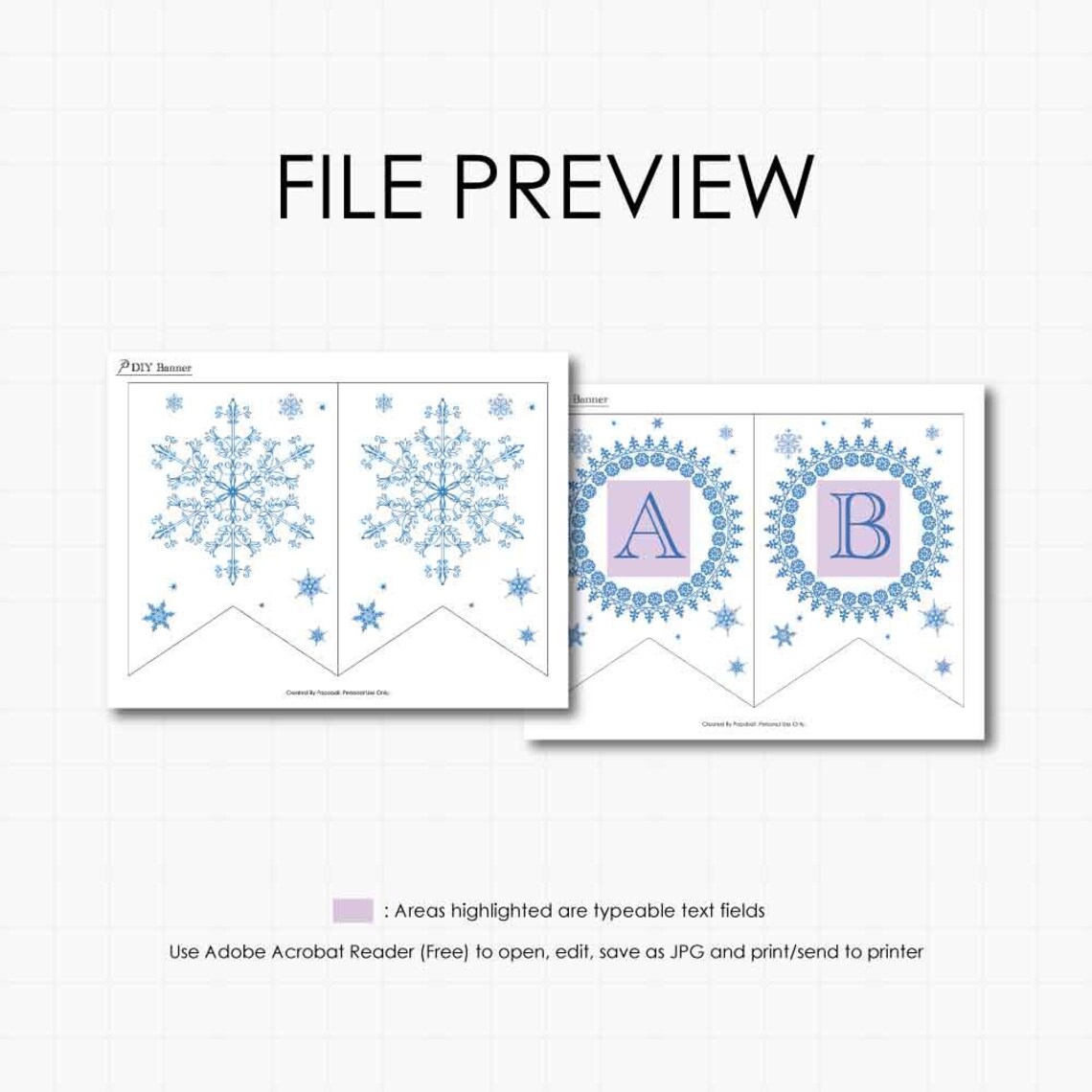Winter Wonderland Pennant Banners Printable | DIY Snow Queen Party ...